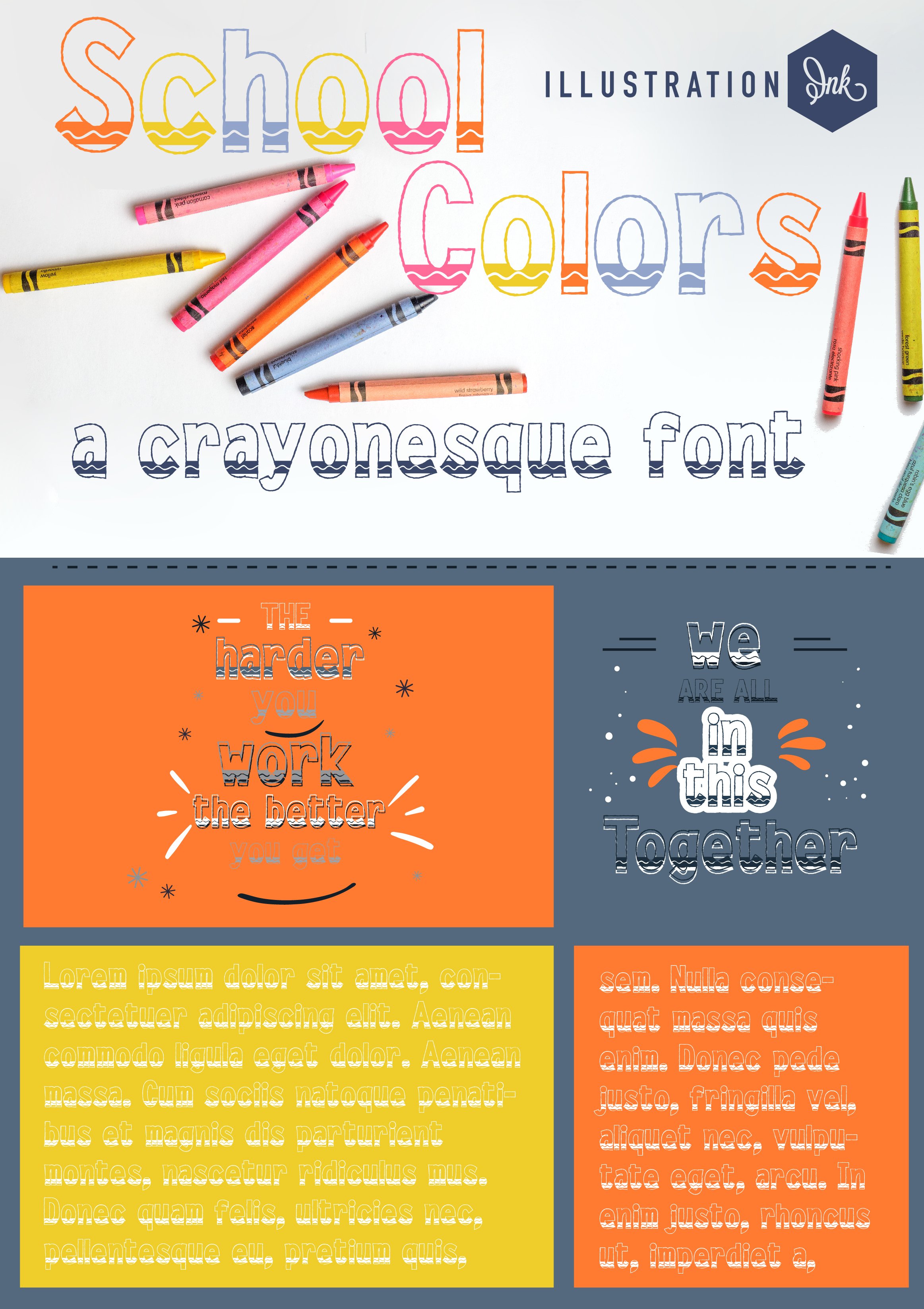 Hand-crafted, youthful school font for teachers and students