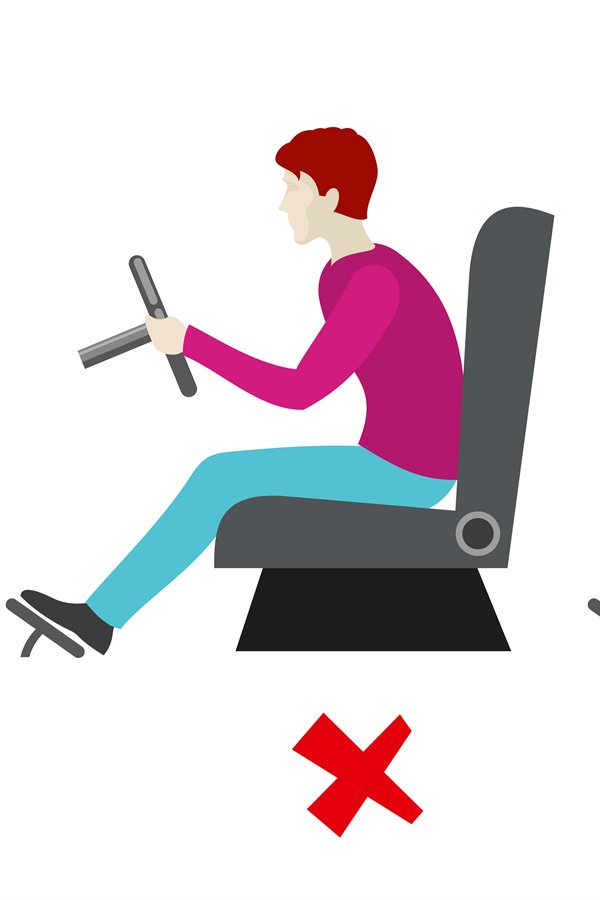 Correct and bad sitting postures for driver. Vector infograp