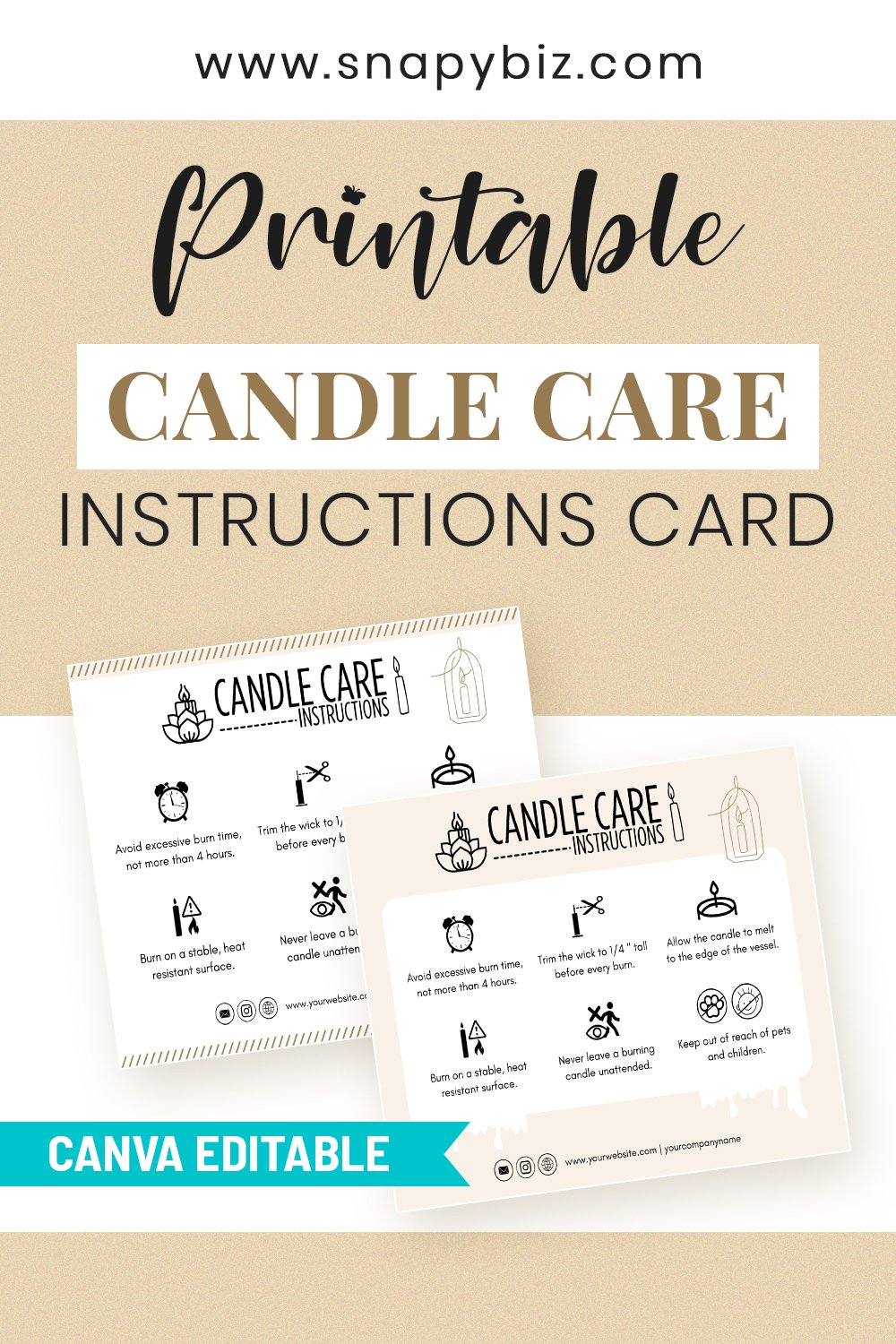 Printable Candle Care Instructions Card