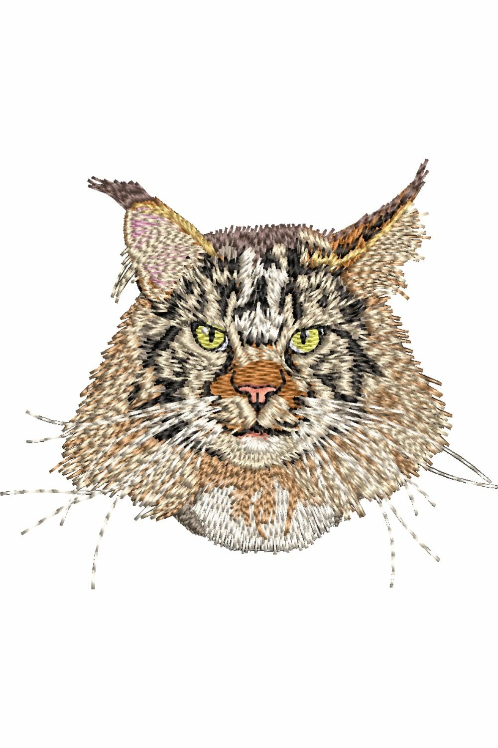 Realistic Maine Coon: Machine Embroidery Design