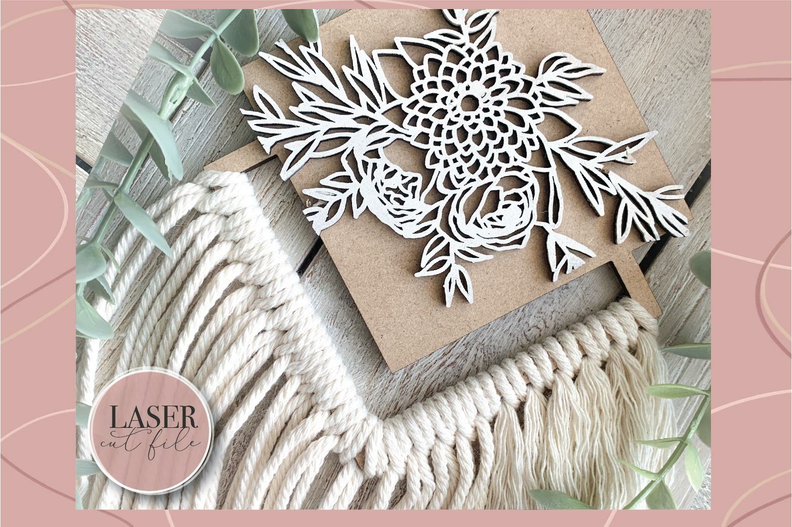 Floral Macrame svg, Macrame svg, Boho Macrame cut (1490032)