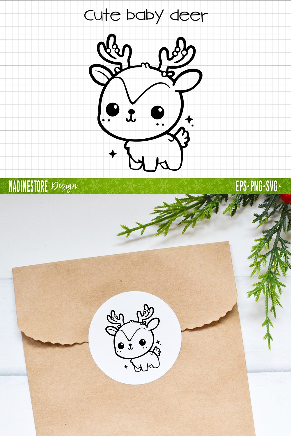 Cute baby deer. SVG, PNG, EPS. Cut file. (2886959)