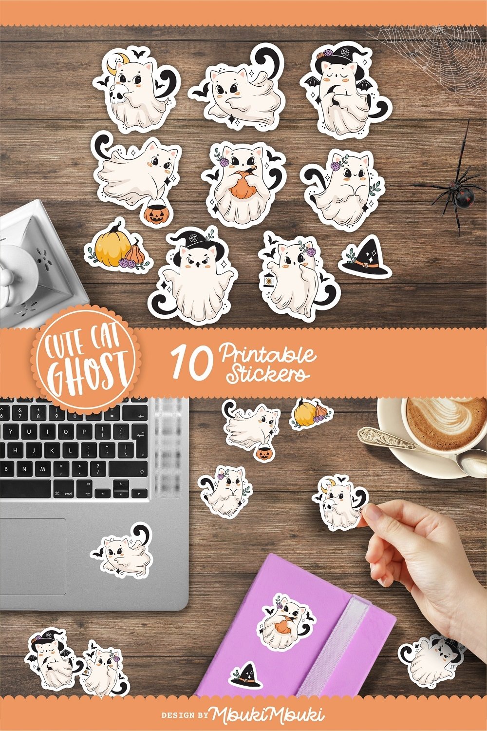 Spooky Cat Ghost | Halloween Stickers Cricut Design