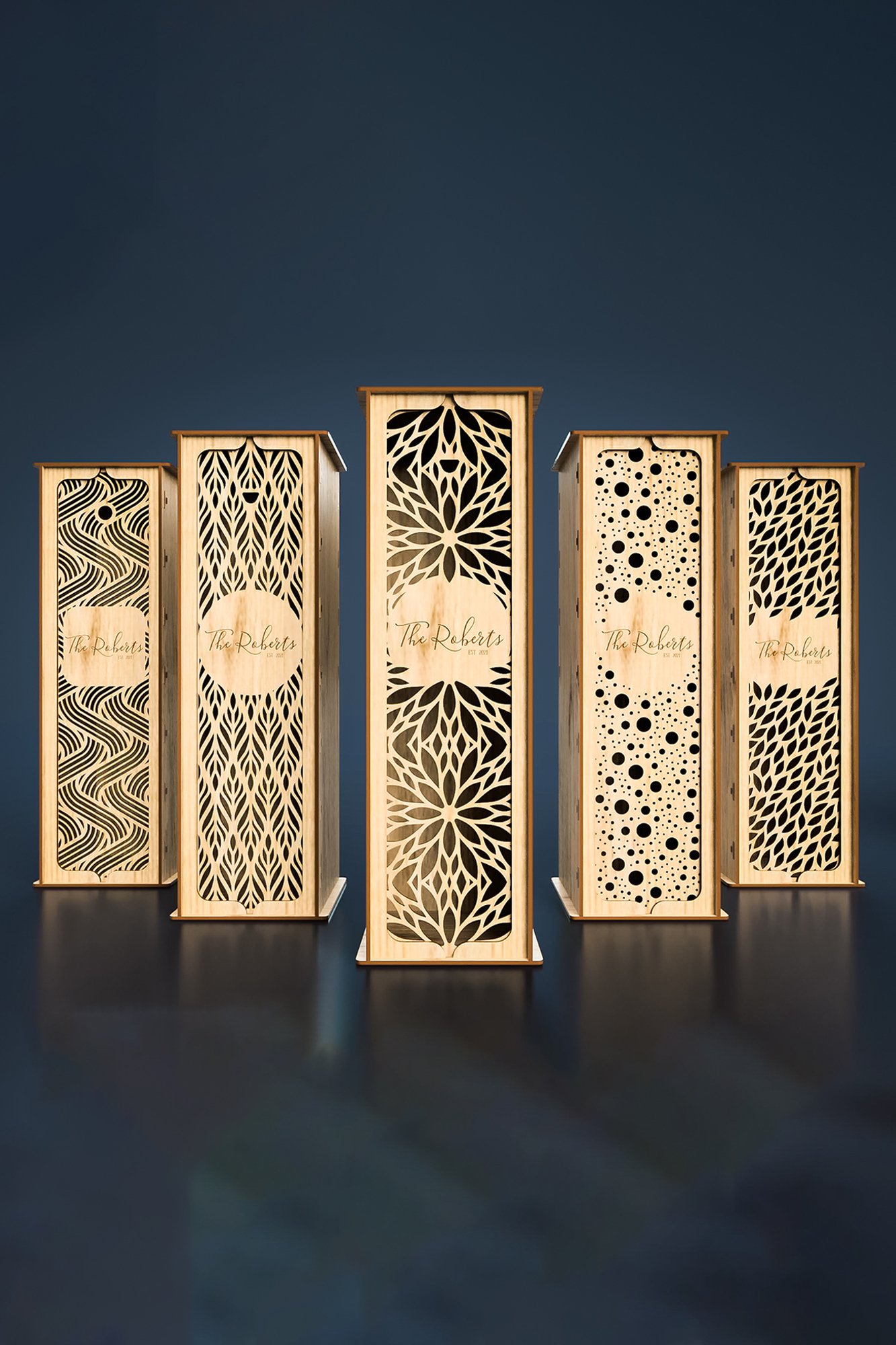 Wooden Wine Box SVG Files, Personalized Wine Box Laser Cut