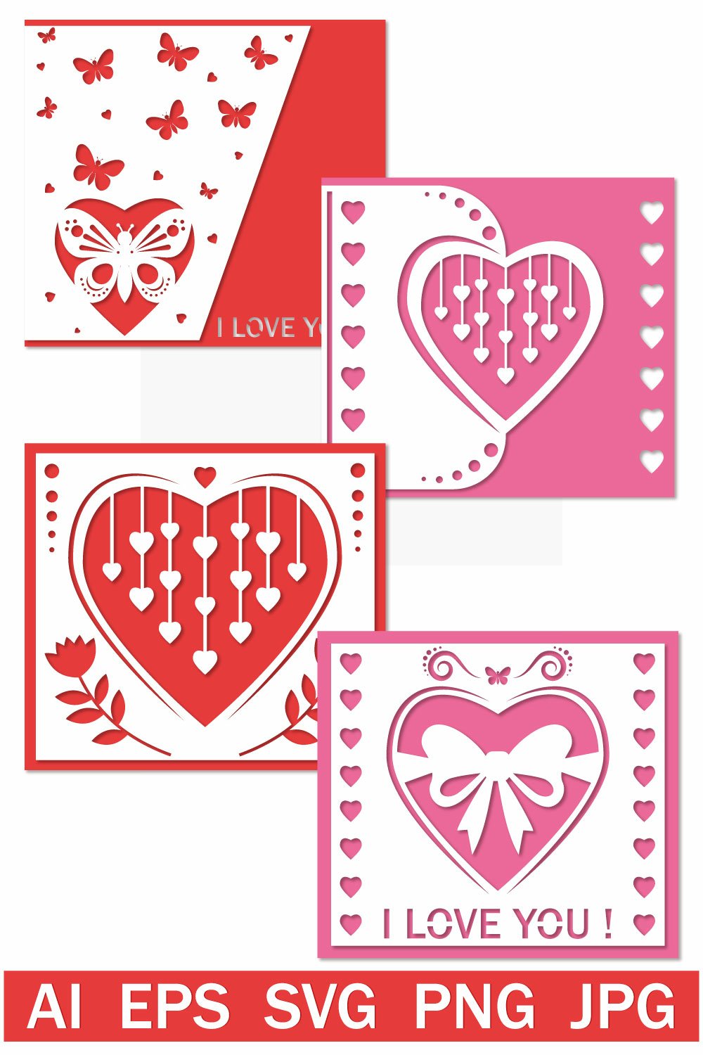 Set of Holiday Greeting Card Templates, cut out of paper