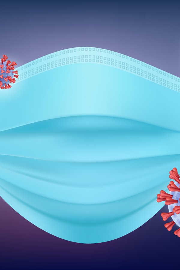 Protective mask banner. Antiviral therapy, security equipmen