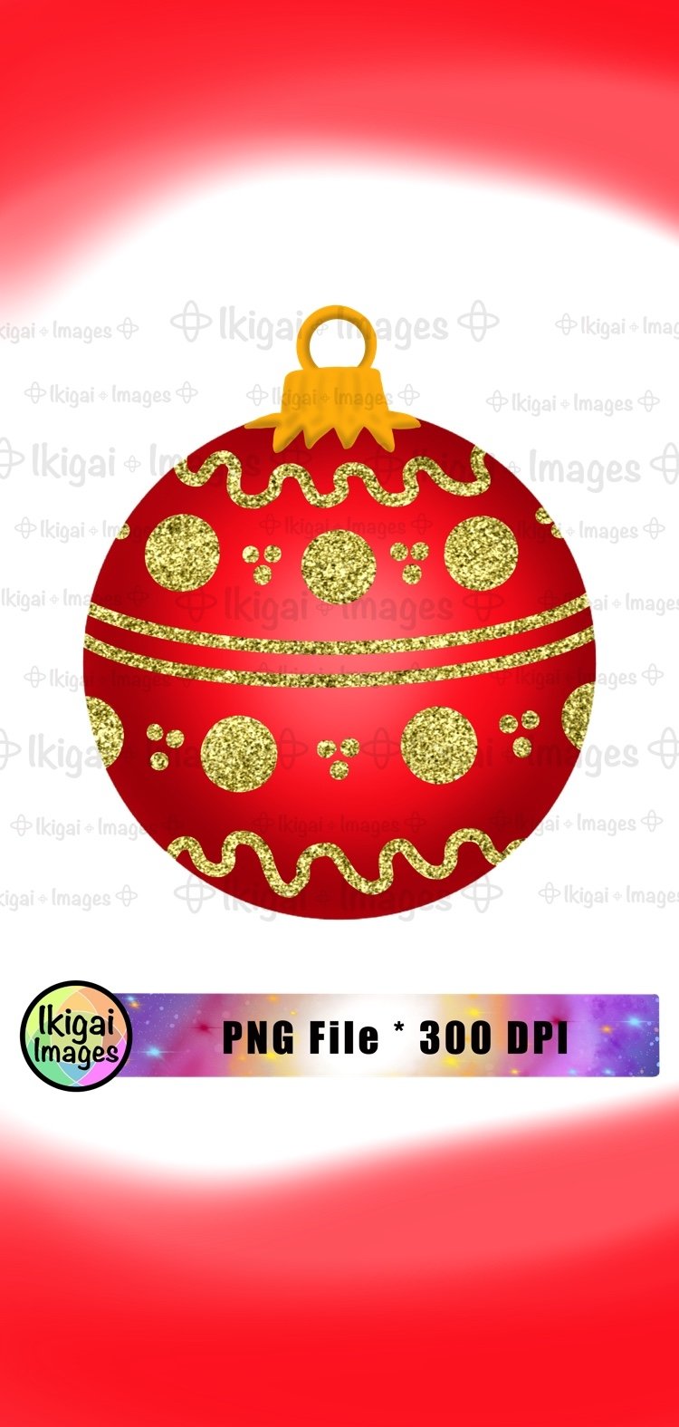 Red Holiday Ornament, Christmas Bauble With Glitter, PNG