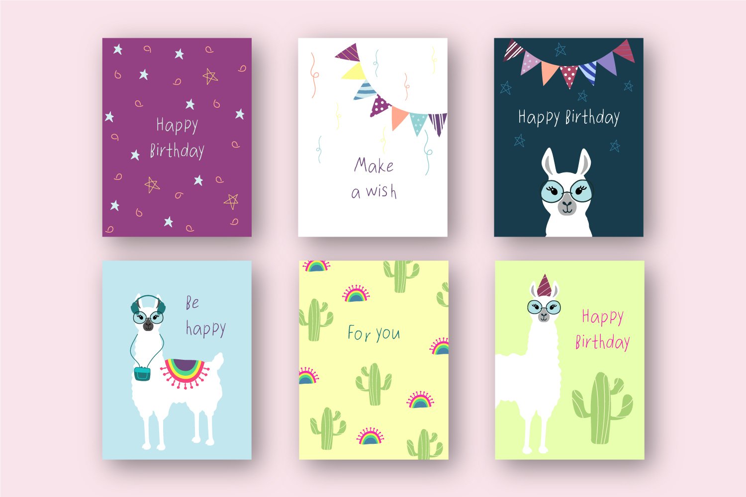 Set of 6 cards with a Mexican design