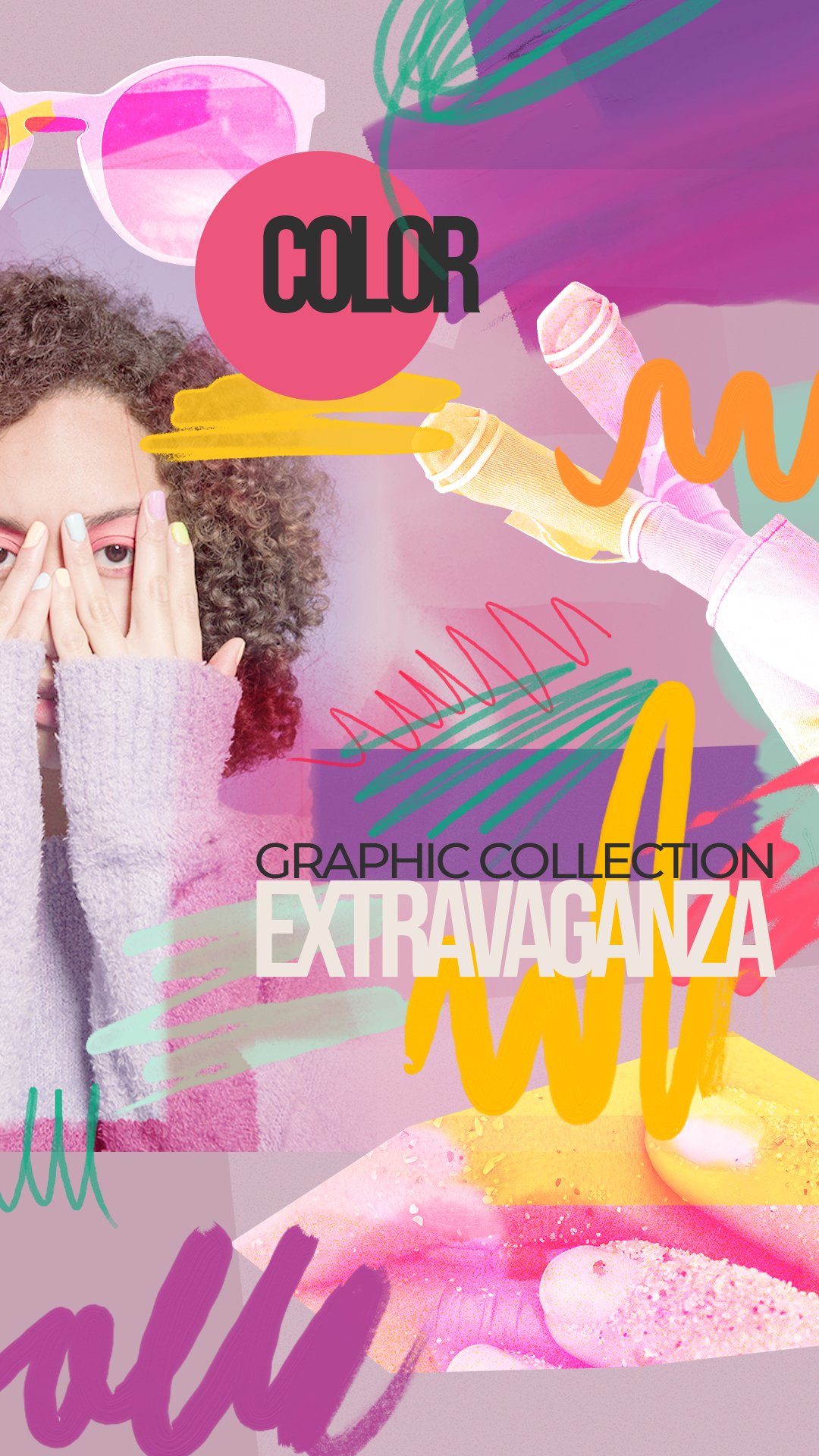 Colorful vector scribbles collection