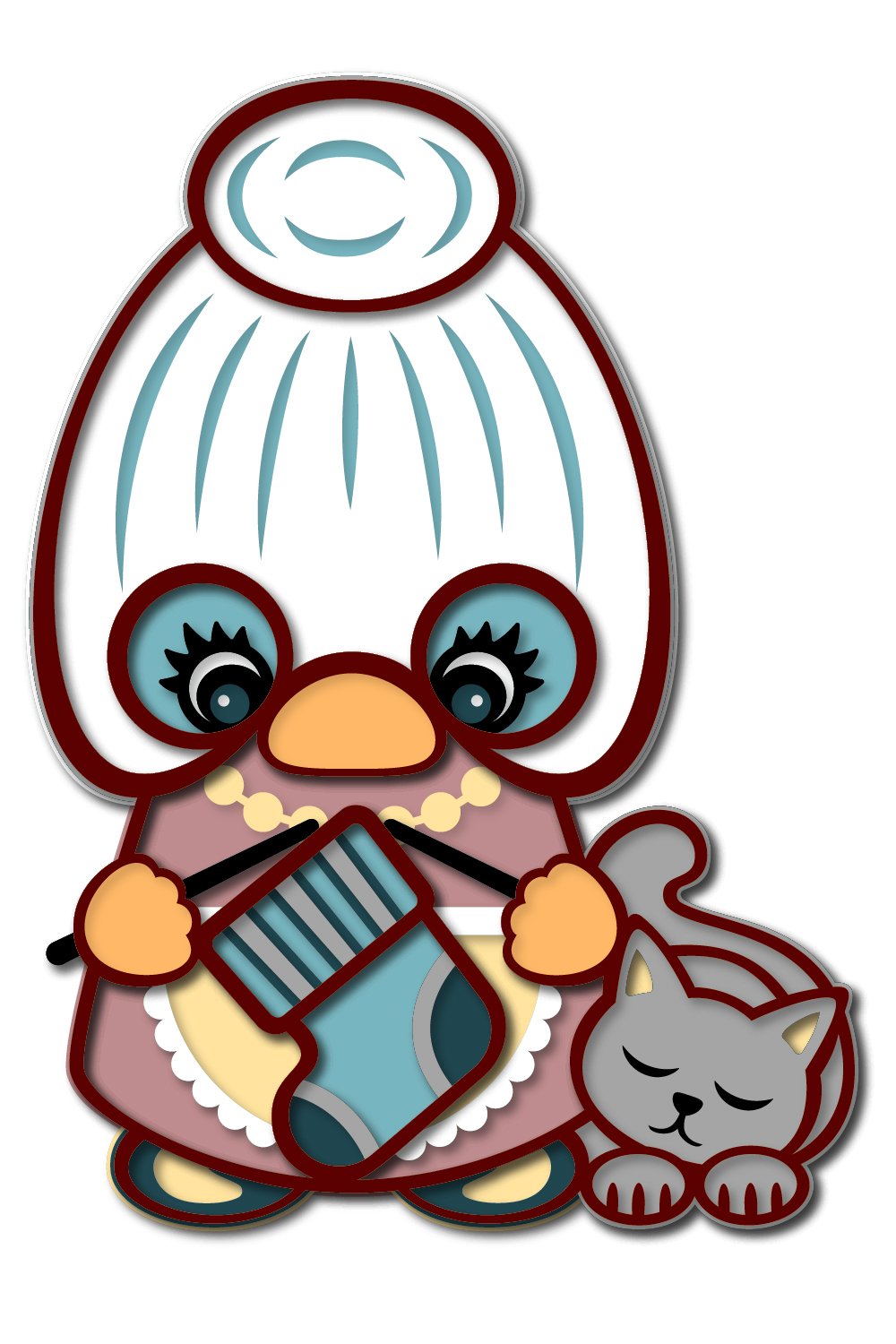 Layered Gnome Grandma Mandala SVG