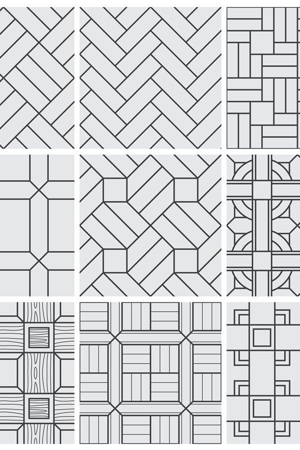 Floor material tiles vector seamless patterns