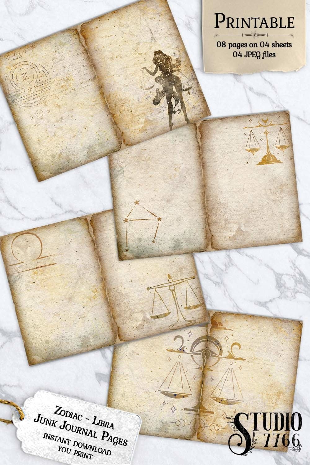 Libra Zodiac Junk Journal Pages