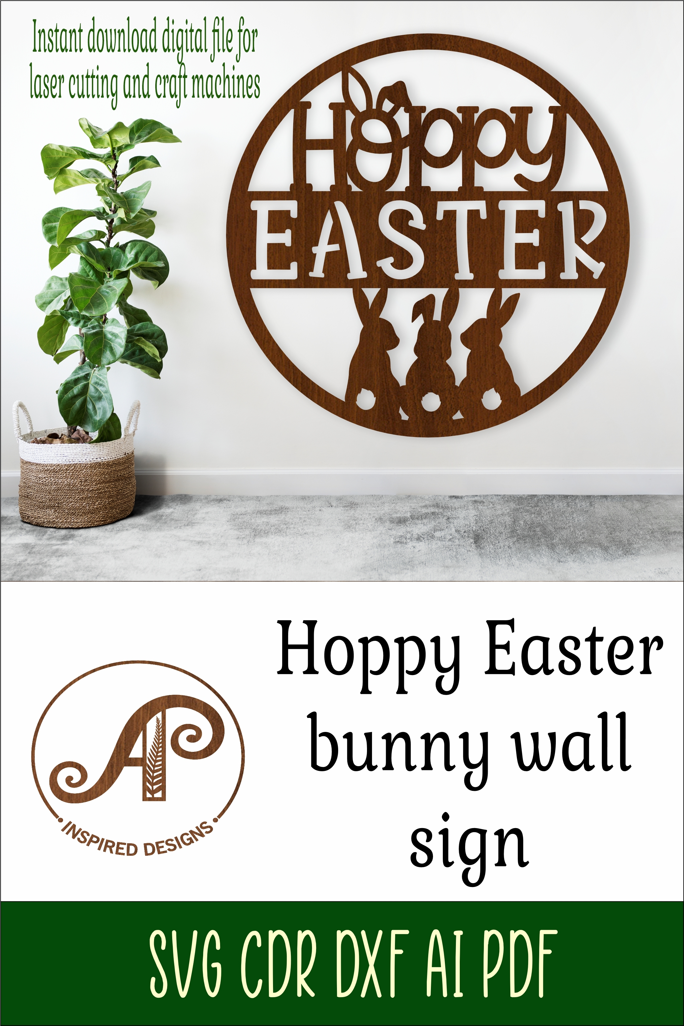 Hoppy Easter wall art sign, SVG file. vector