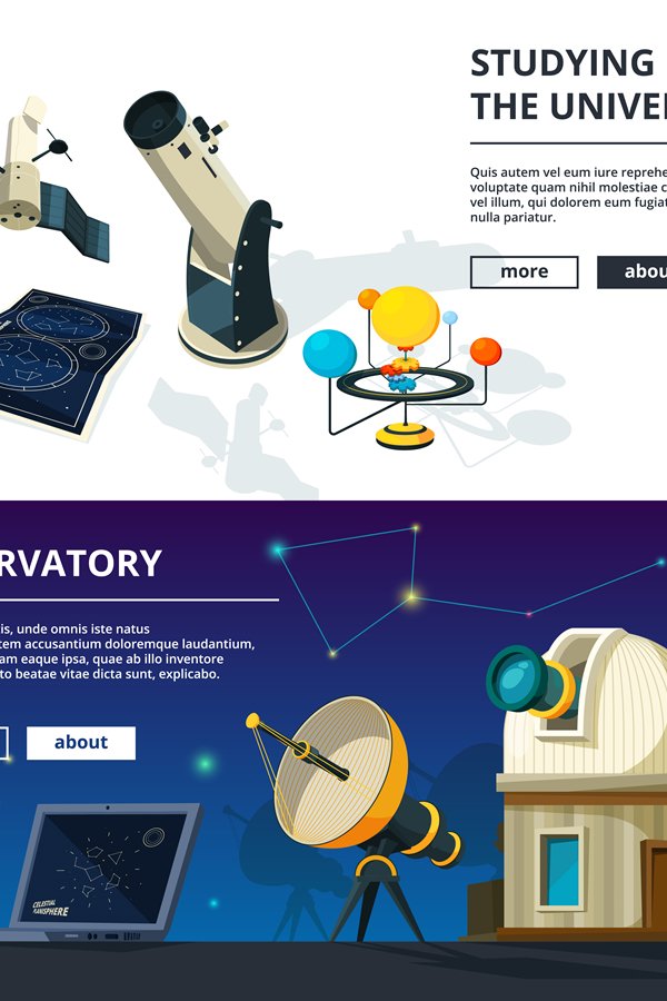 Astronomy. Vector banners set of science theme