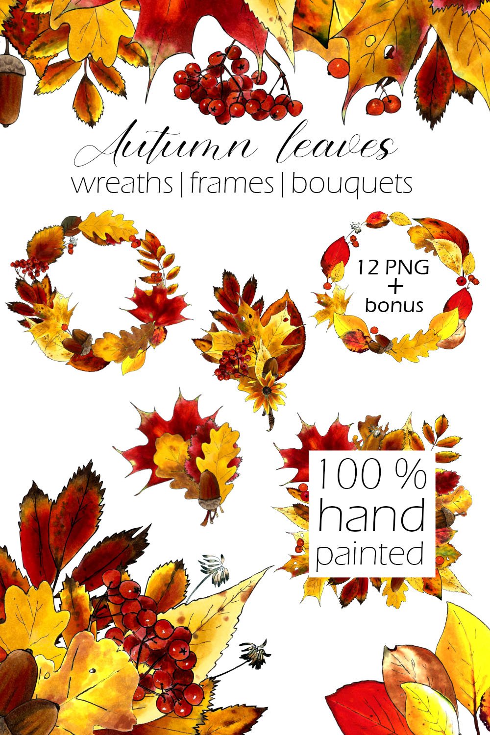 Autumn leaves frames bundle| Wreath clipart|Fall sublimation