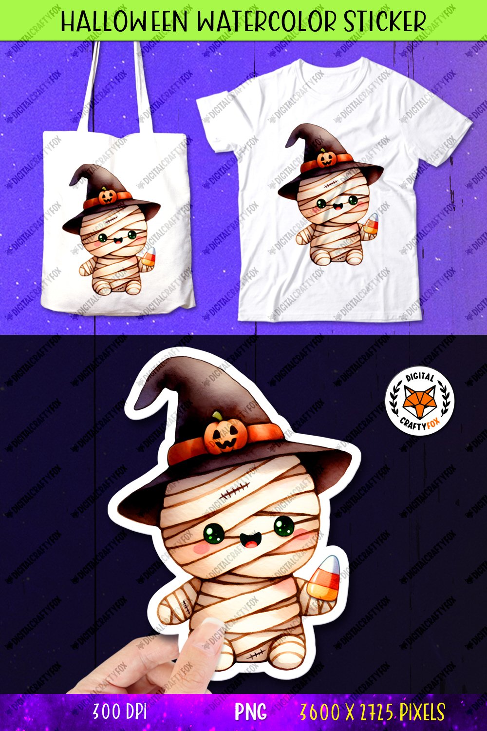 Halloween Mummy Sticker PNG, Halloween Kawaii Sublimation
