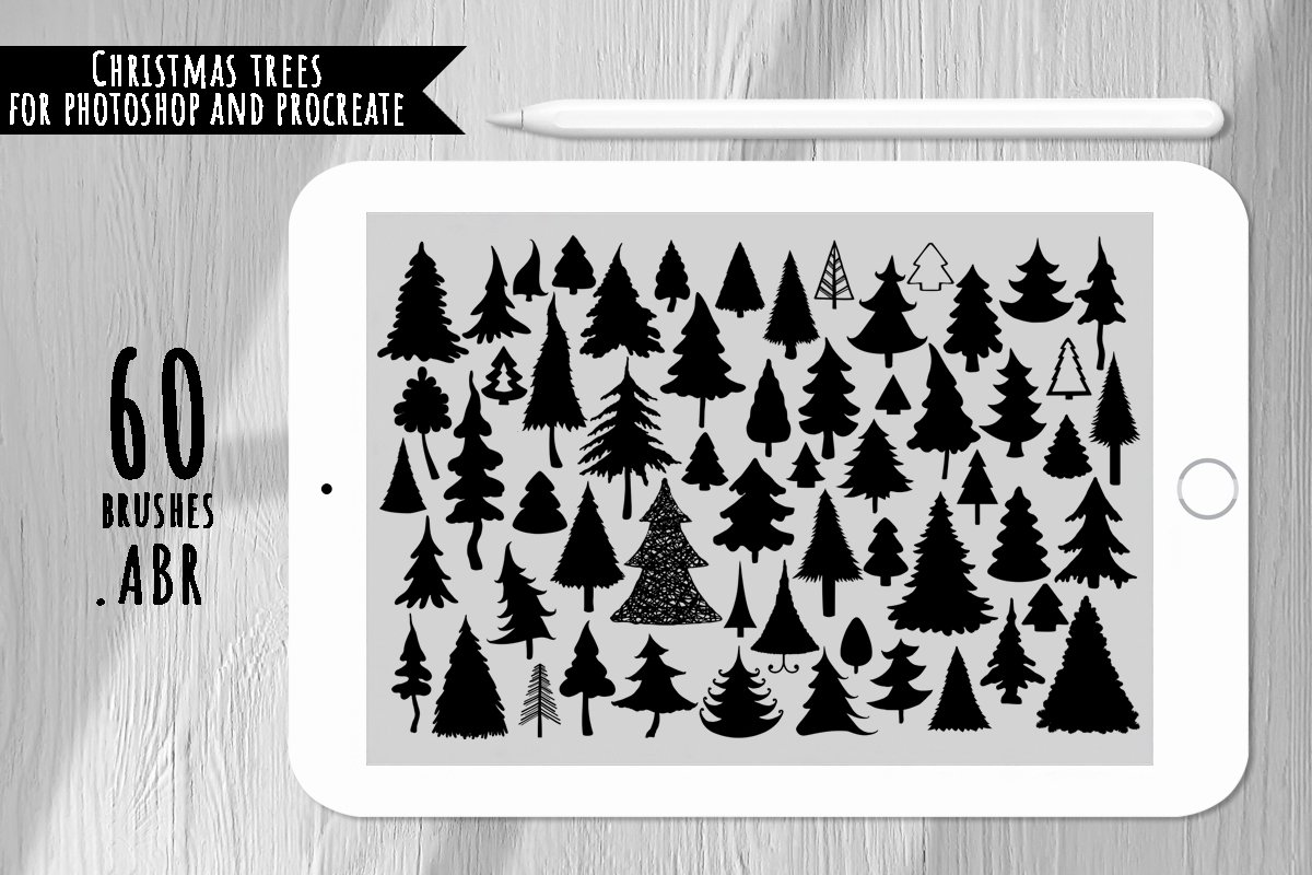 Brushes for Photoshop, Procreate. Christmas trees