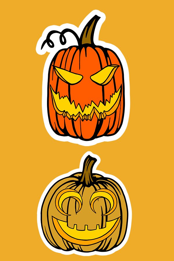 Halloween Pumpkin stickers set. Printable Stickers PNG