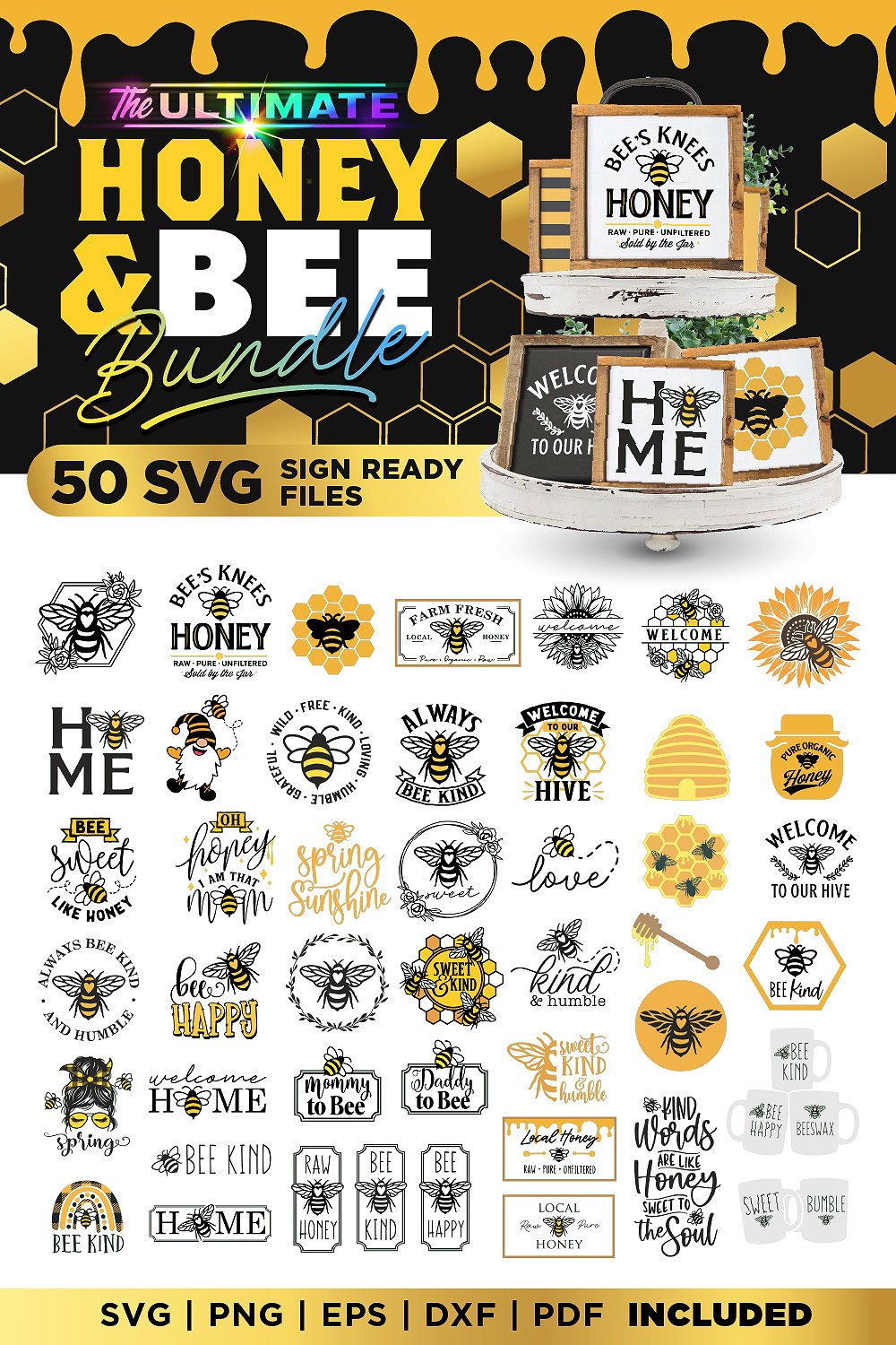 Bee Bundle SVG | 50 SVG Bundle | Design Bundles