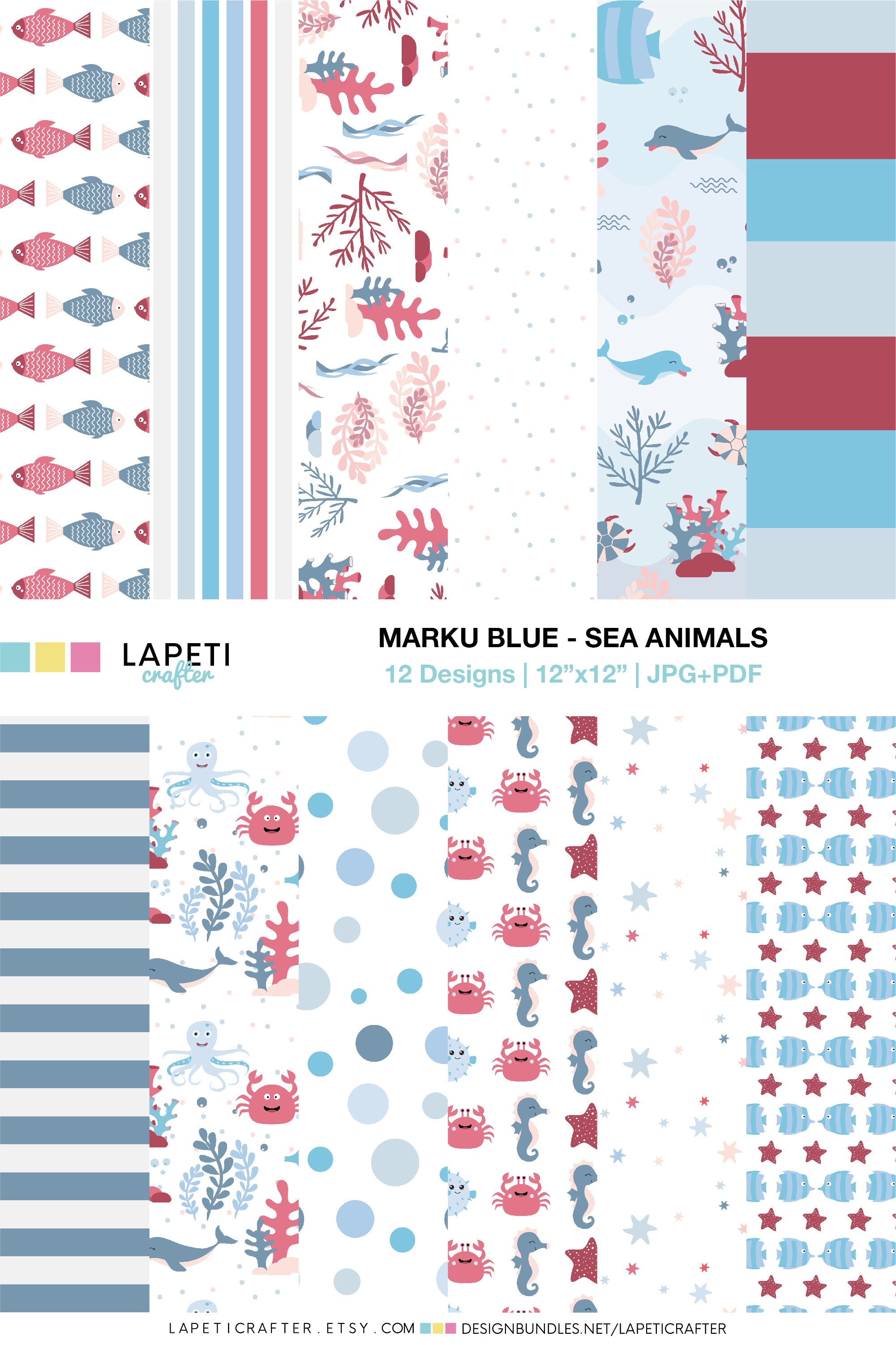 Under the Sea Digital Paper Printable 12x12 Background