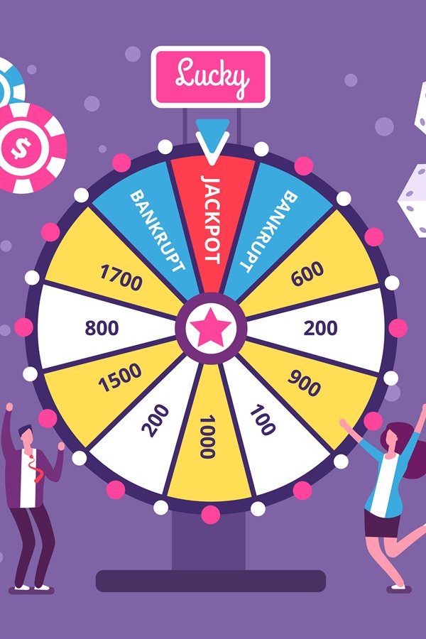 Game wheel concept. People playing risk game with fortune wh