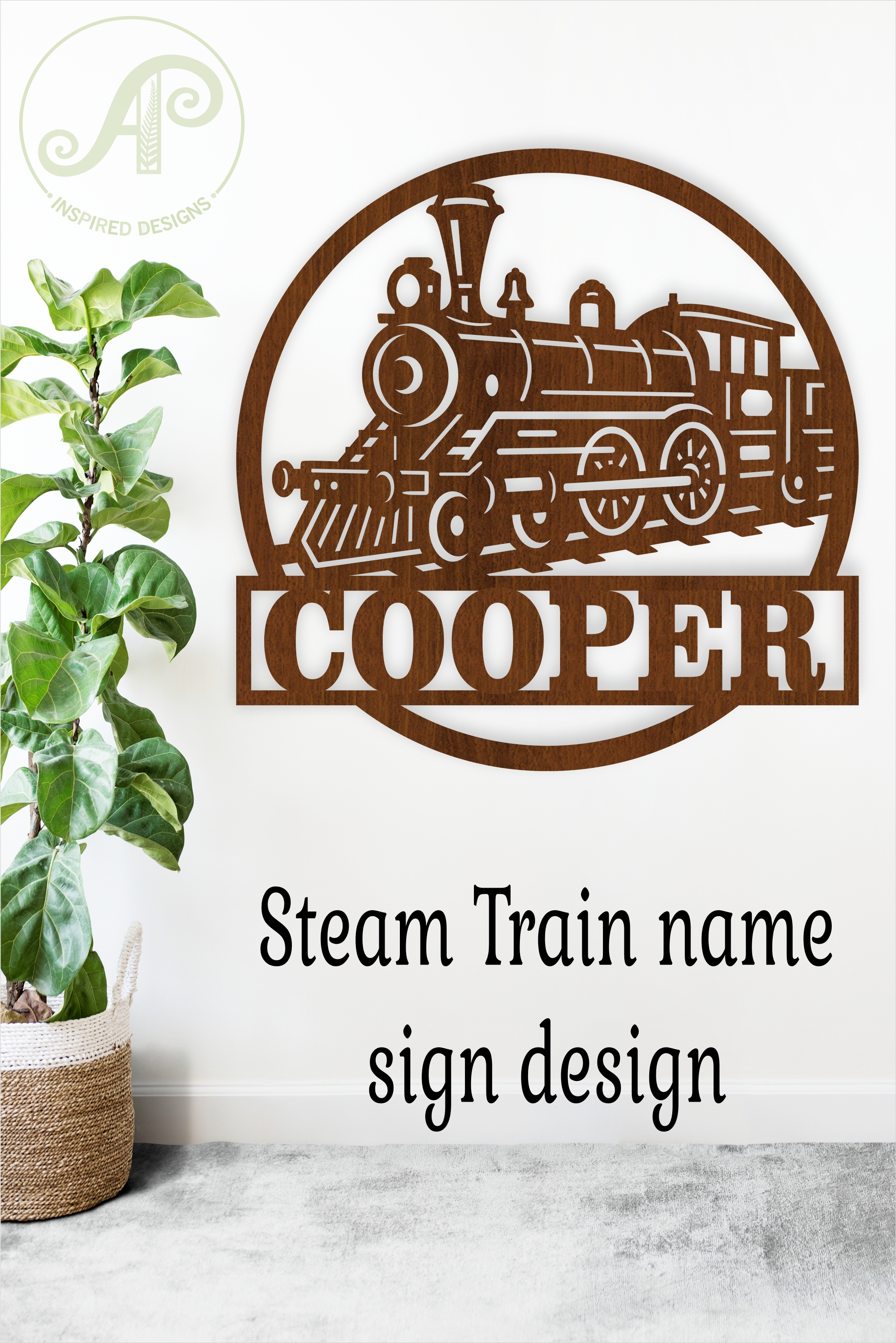 Steam Train name sign design for laser cutting