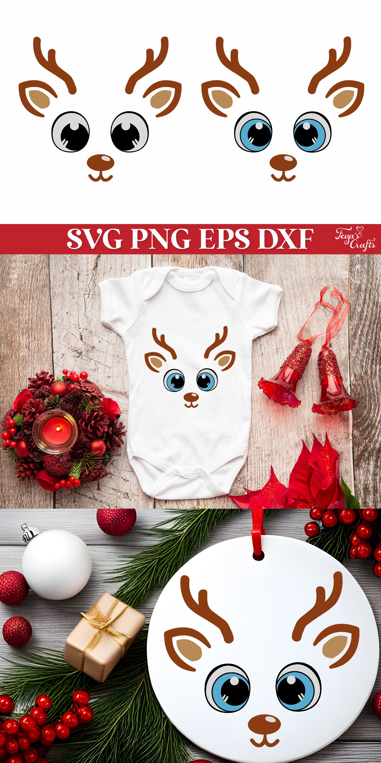 Christmas Reindeer Face SVG