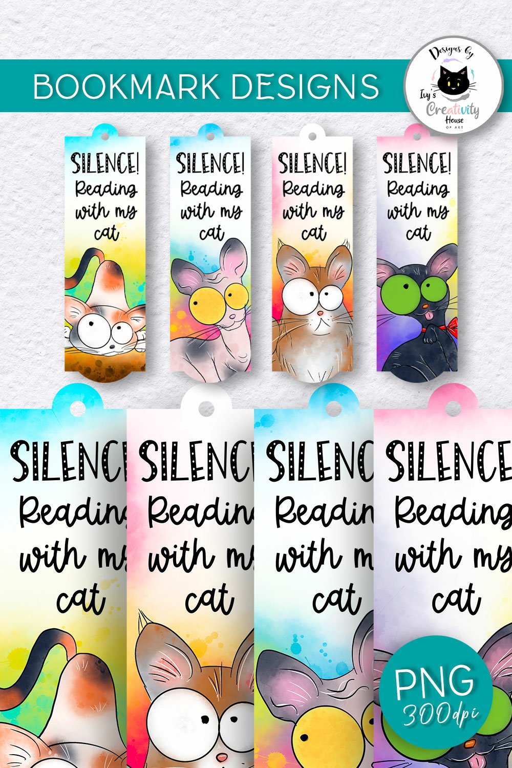 Funny Cat Bookmarks | Printable Cat Bookmark Sublimation