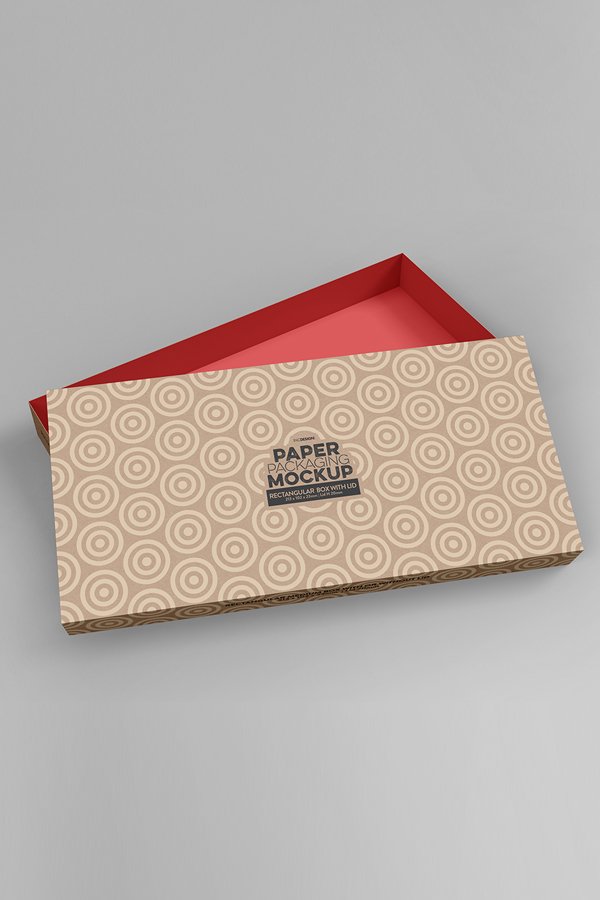 Medium Rectangle Paper Box and Lid Packaging Mockup