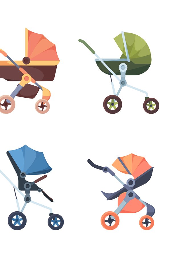 Carriage for baby. Transport for kids mother walking trolley