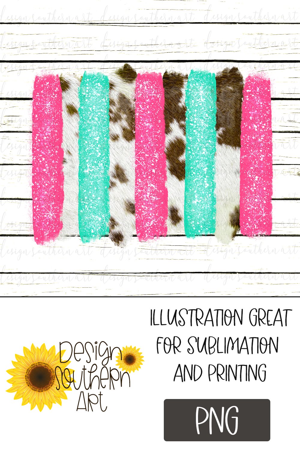 Sublimation Cow Print Pink Teal Glitter Brush Background