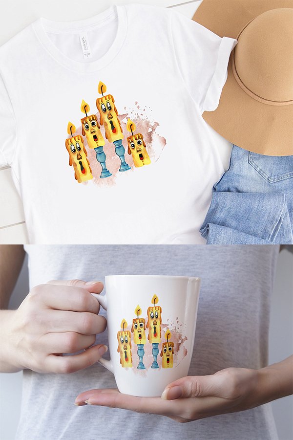 Halloween candles sing sublimation design watercolor clipart (1517777 ...