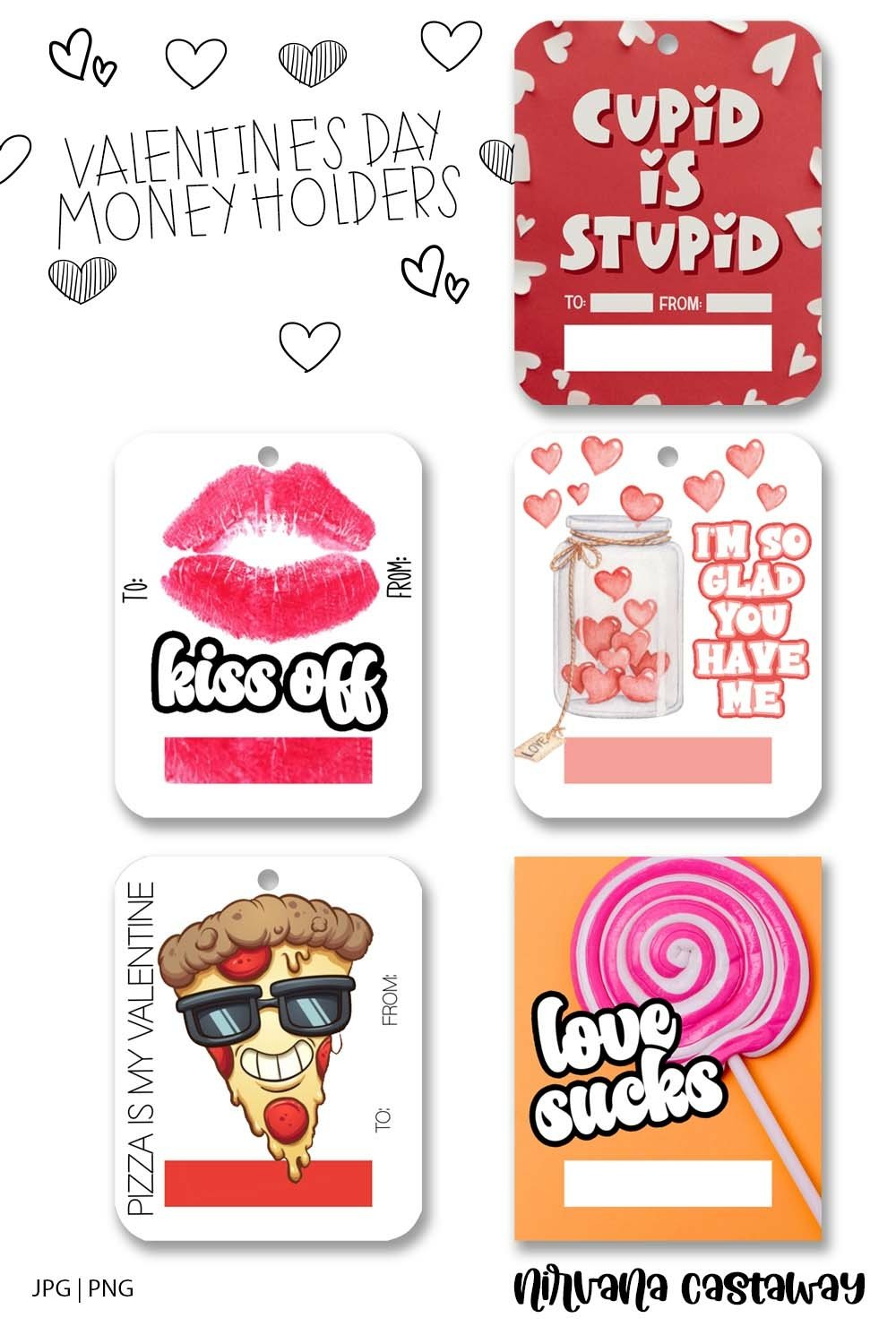 Valentine's Day Print and Cut Money Card Gift Holders