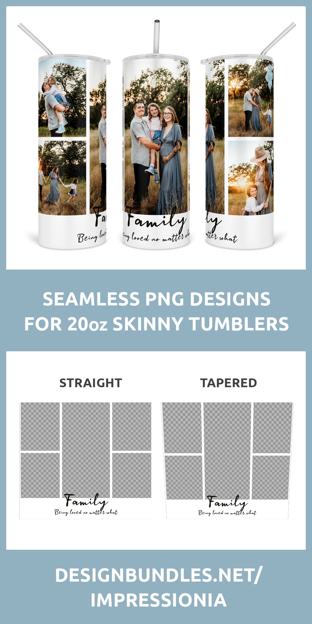 Family Photos & Quote Tumbler Wrap, Photo Collage Family Cup