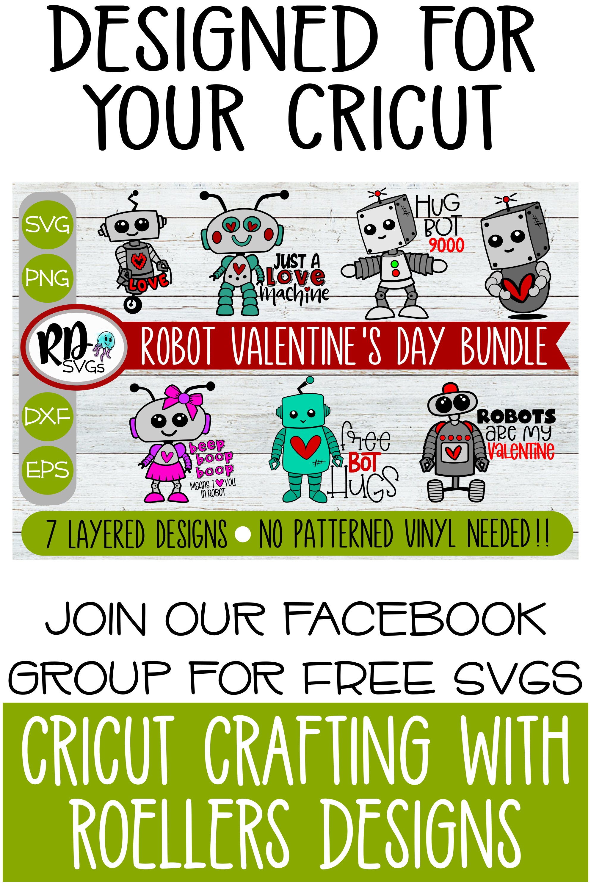 Robot Valentine's Day Bundle - A Layered Cricut SVG Bundle