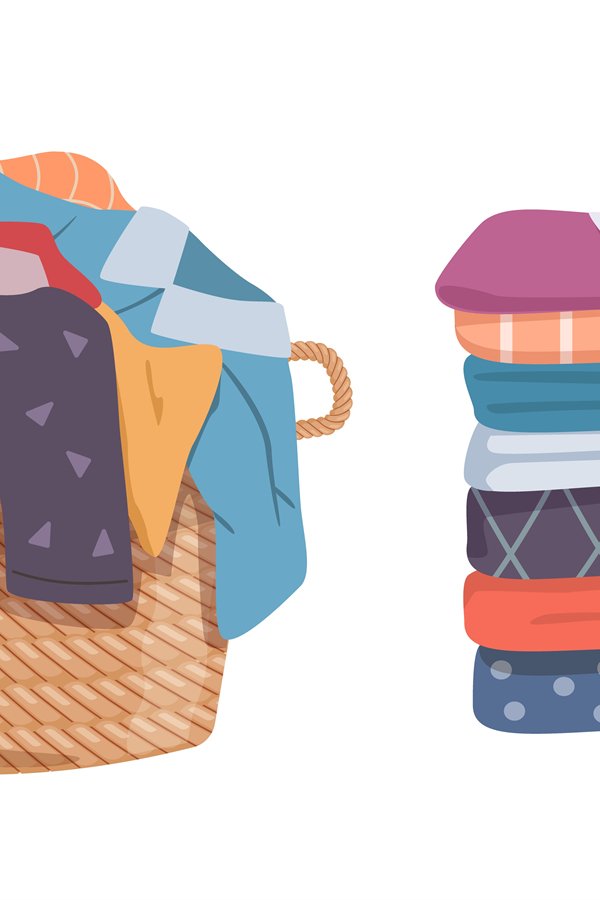 Dirty and clean clothes. Apparel heap with stains (1579937)