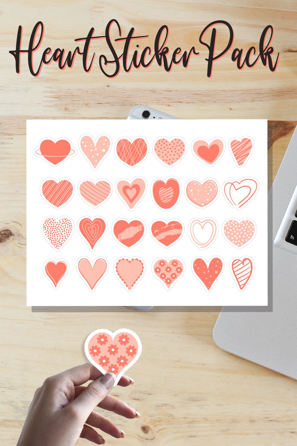 Heart Sticker Pack SVG. Love Valentines Day bundle