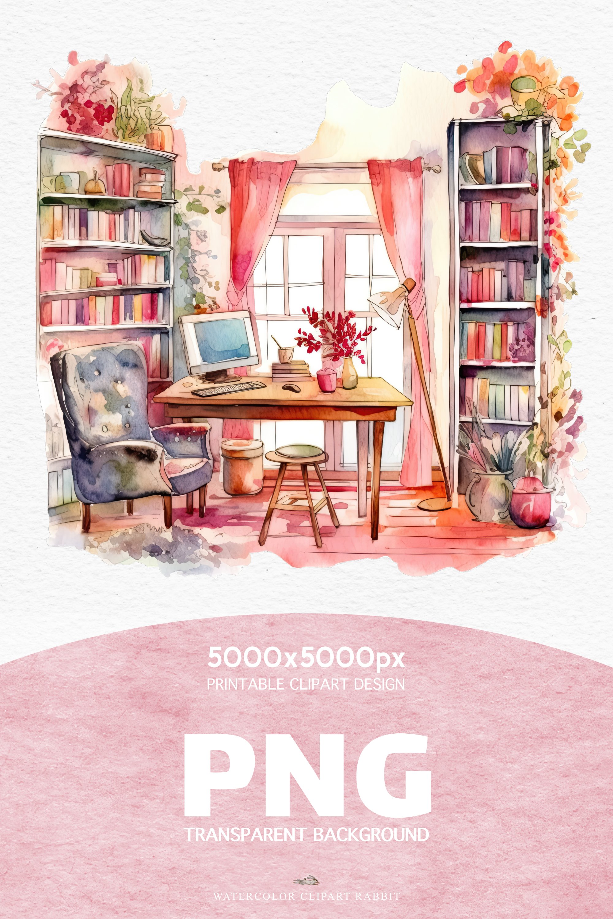 Pink Study Corner Clipart Artist Workspace PNG Scrapbooking