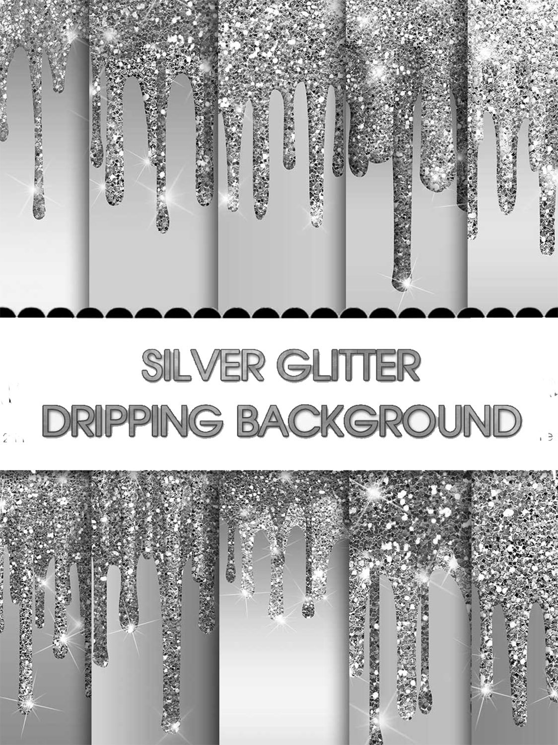 Sparkly Silver Glitter Foil Dripping, gitter drip clip art