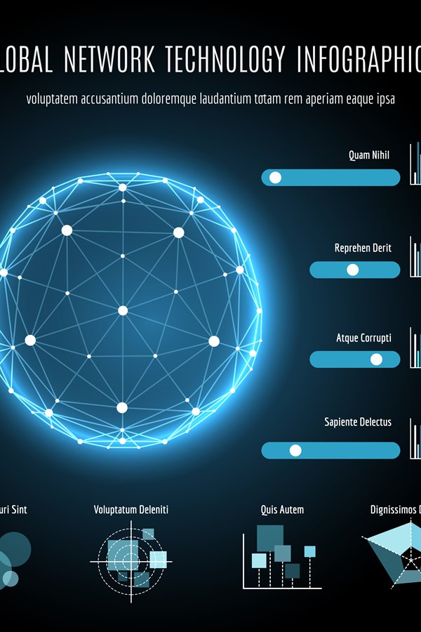 Global network connection infographic