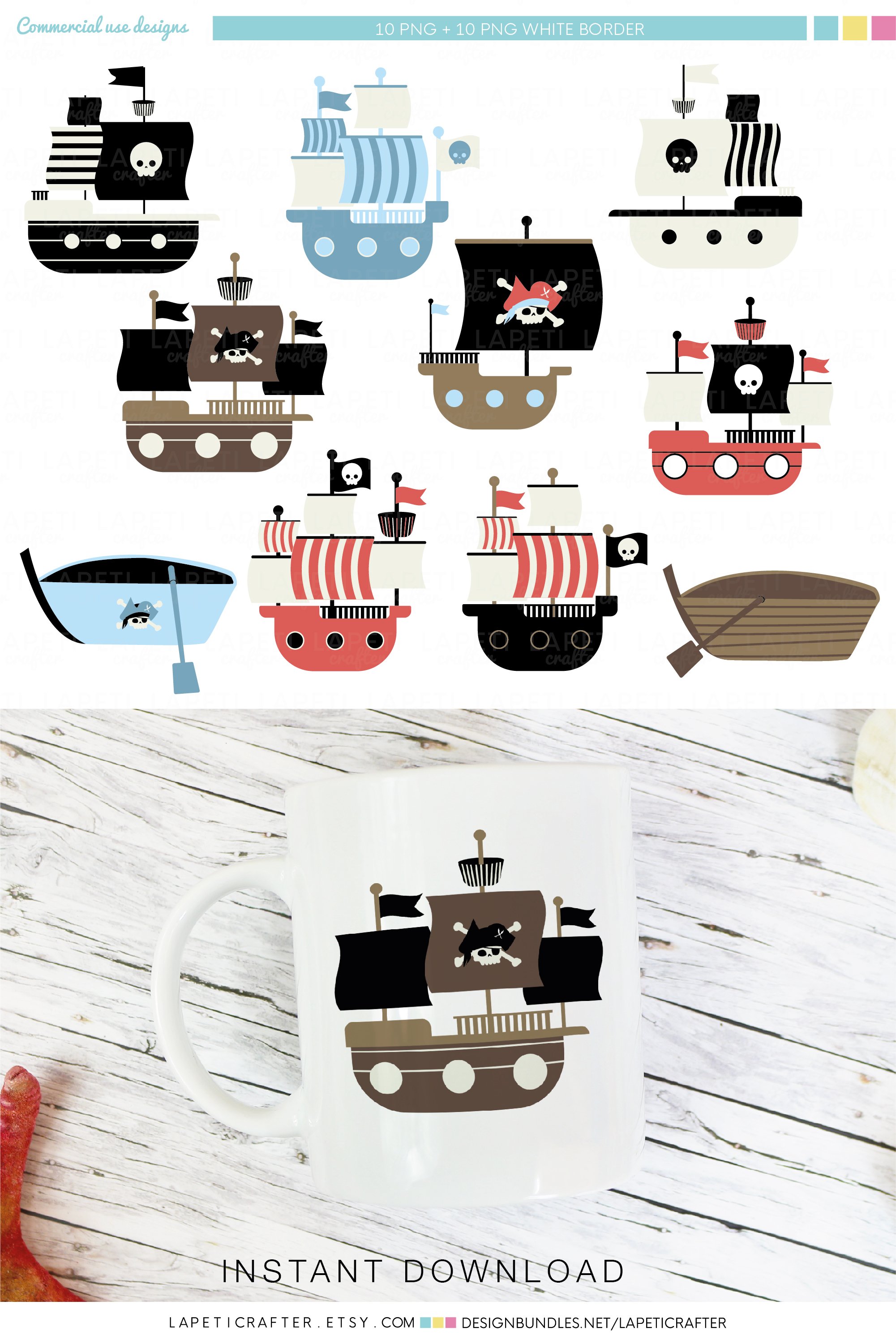 Pirate Ship Clipart | 10 pirate illustrations png format