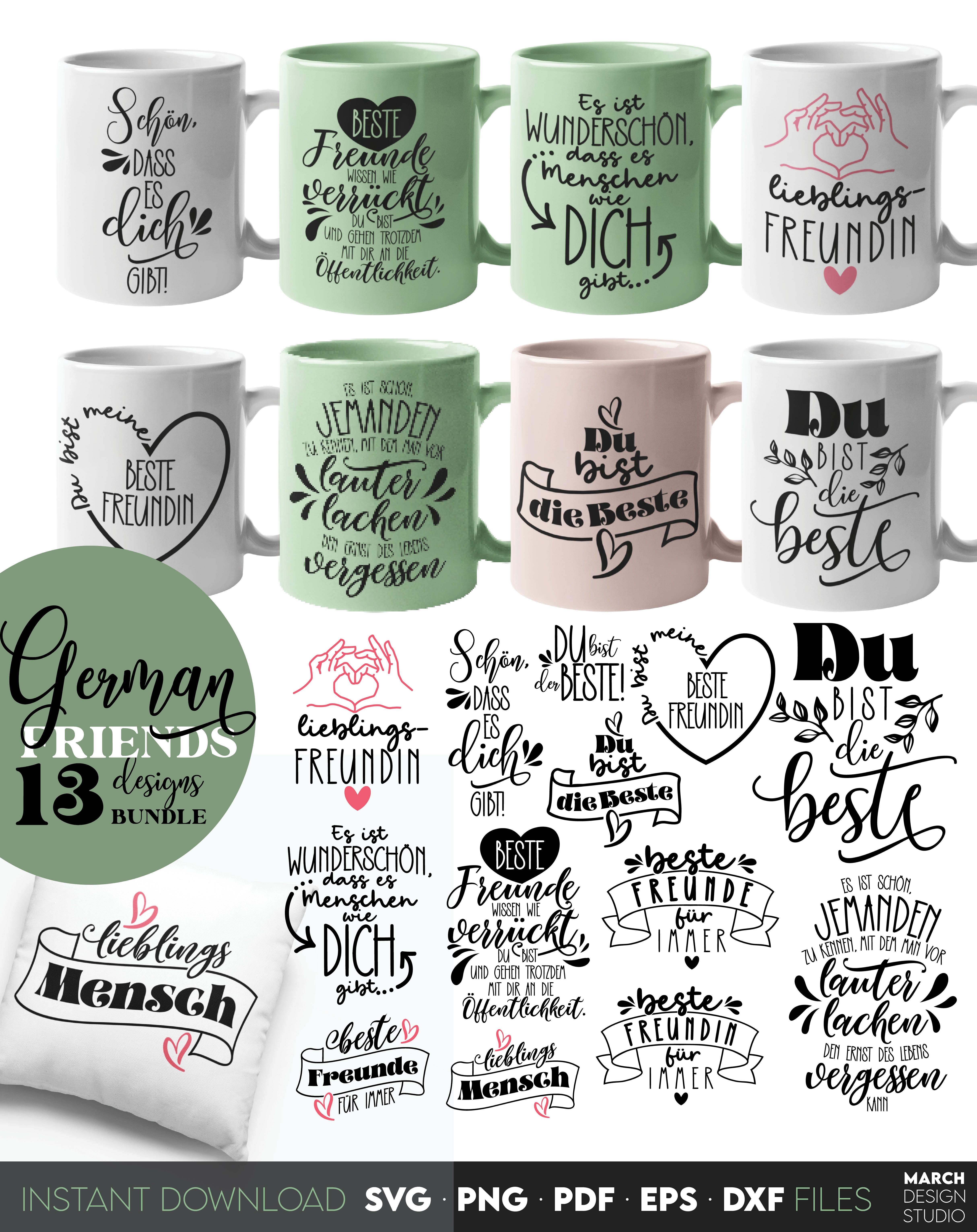 German Plotter File SVG PNG DXF Bundle | Beste Freundin Svg