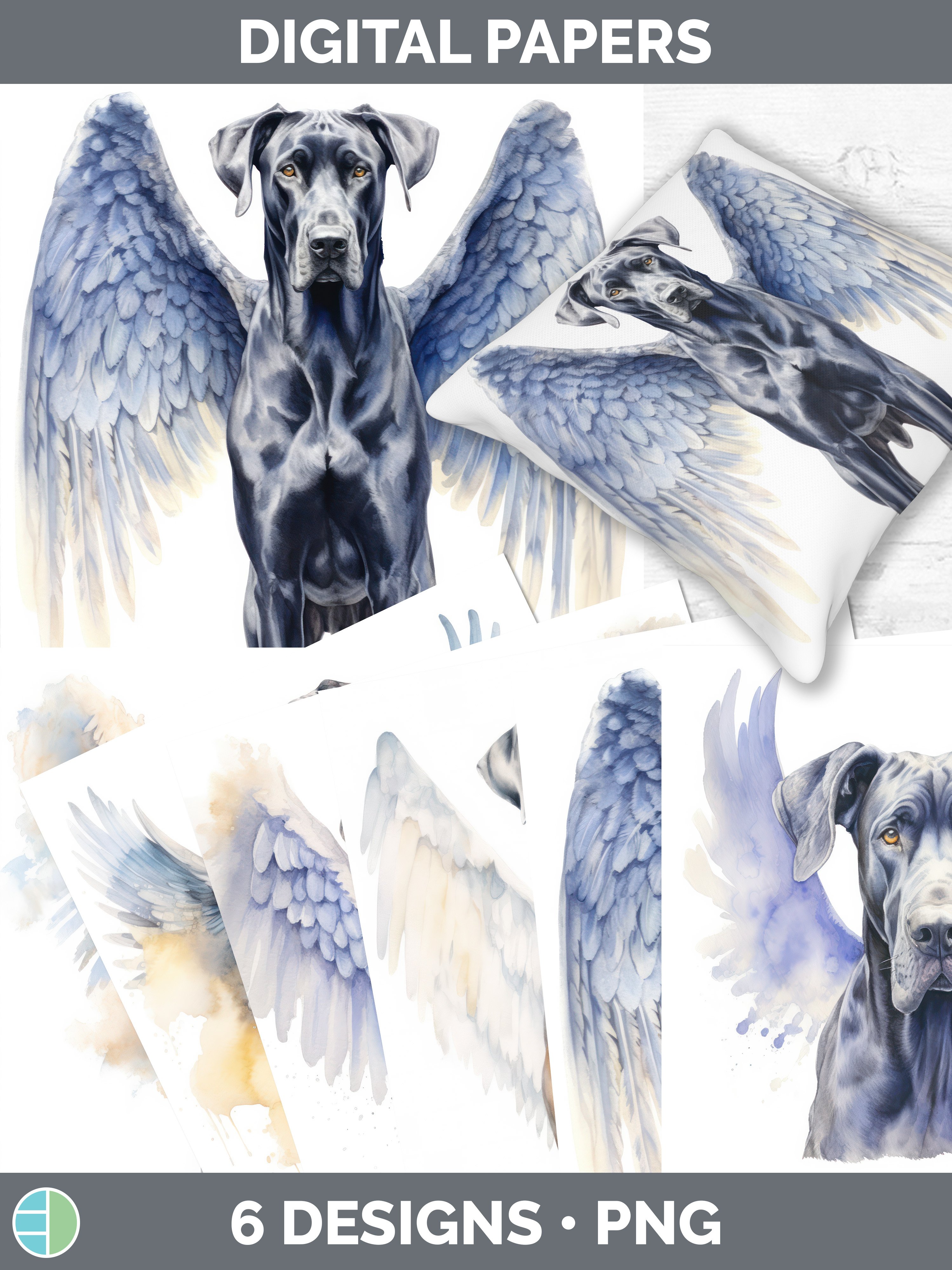 Memorial Angel Great Dane Dog Paper Backgrounds | Digital Sc