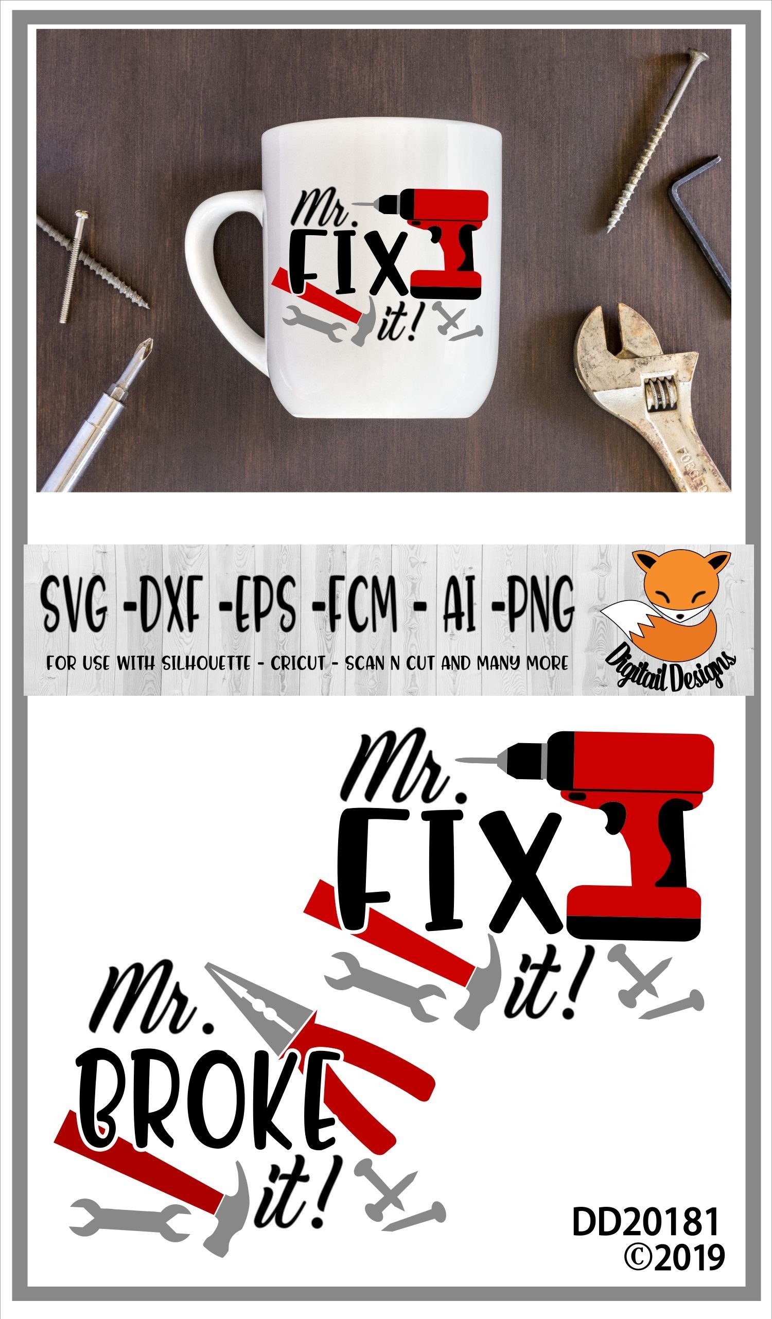 Mr Fix It Mr Broke It Father Son SVG Set