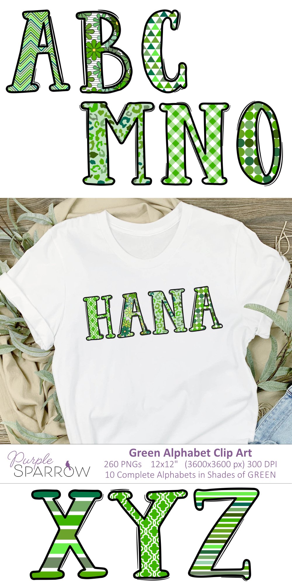 Green Alphabet Clip Art Bundle | 260 PNG Files