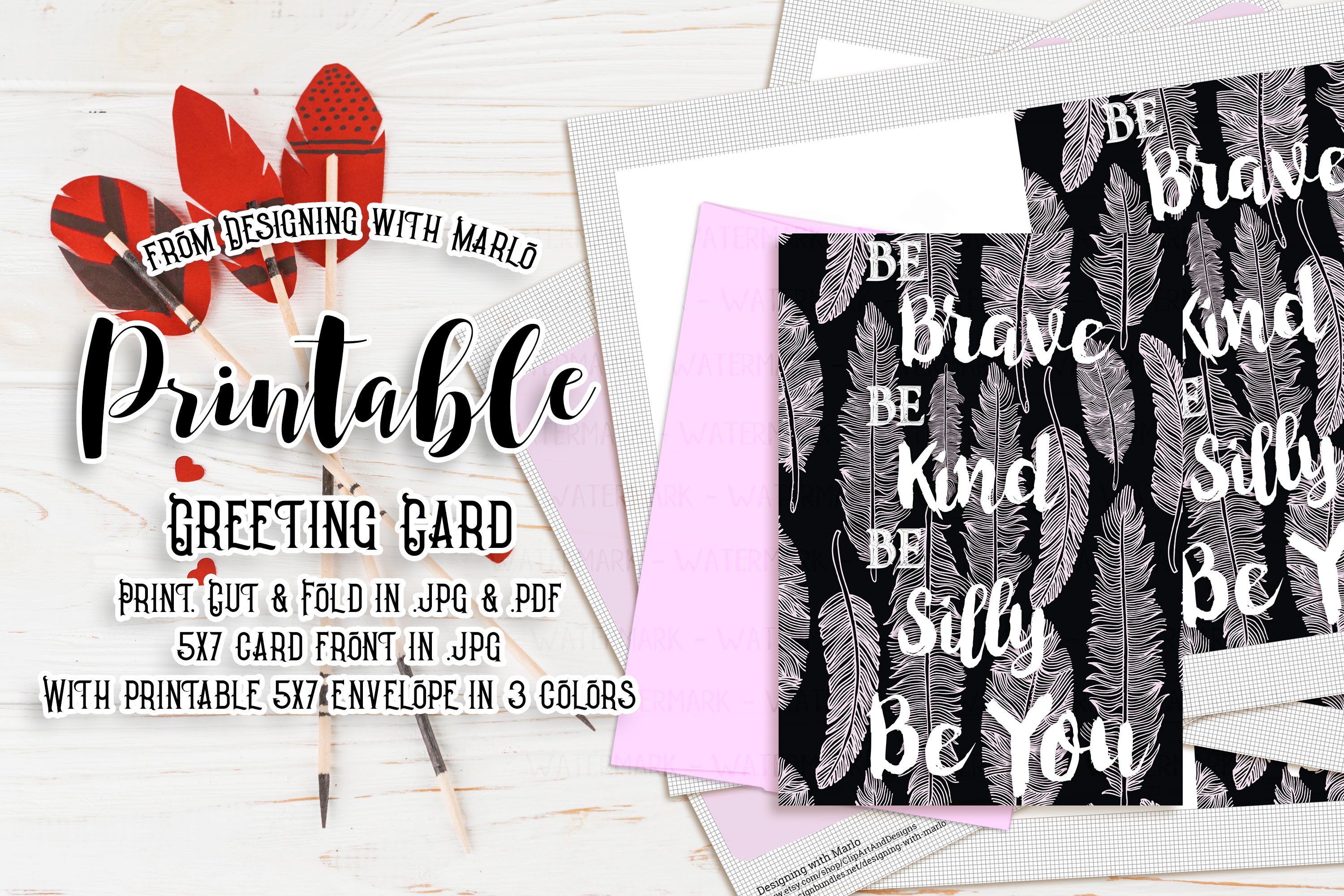 Be Brave Be Kind Be Silly Be You - Printable Boho Style Card