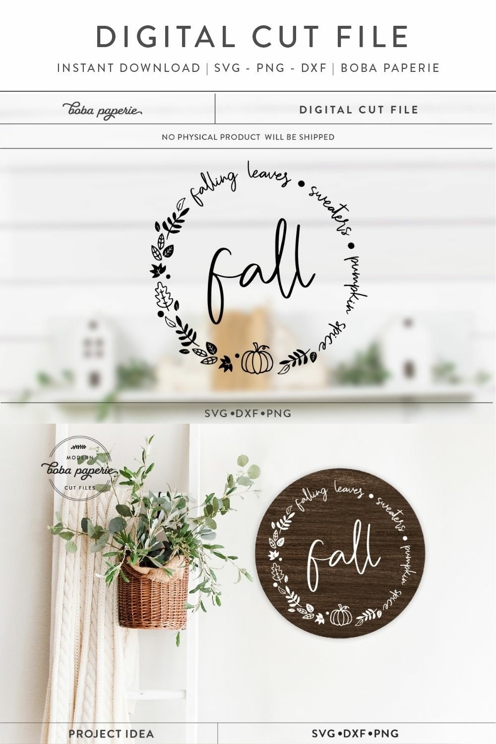 Round Fall sign cut file | Rustic Farmhouse Home Decor svg