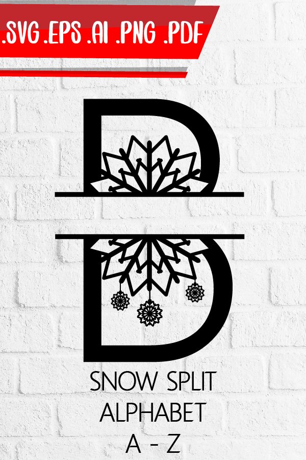 Split Snow Alphabet A-Z Svg, Eps, Ai, Png, Pdf