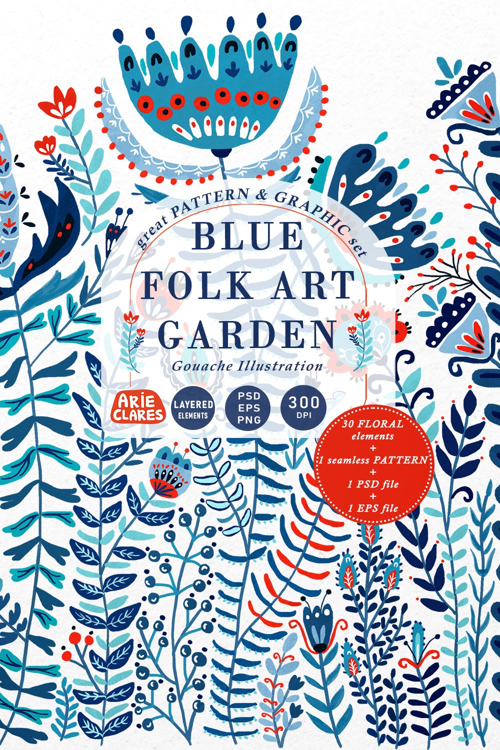 Blue Folk Art Garden (2088707)