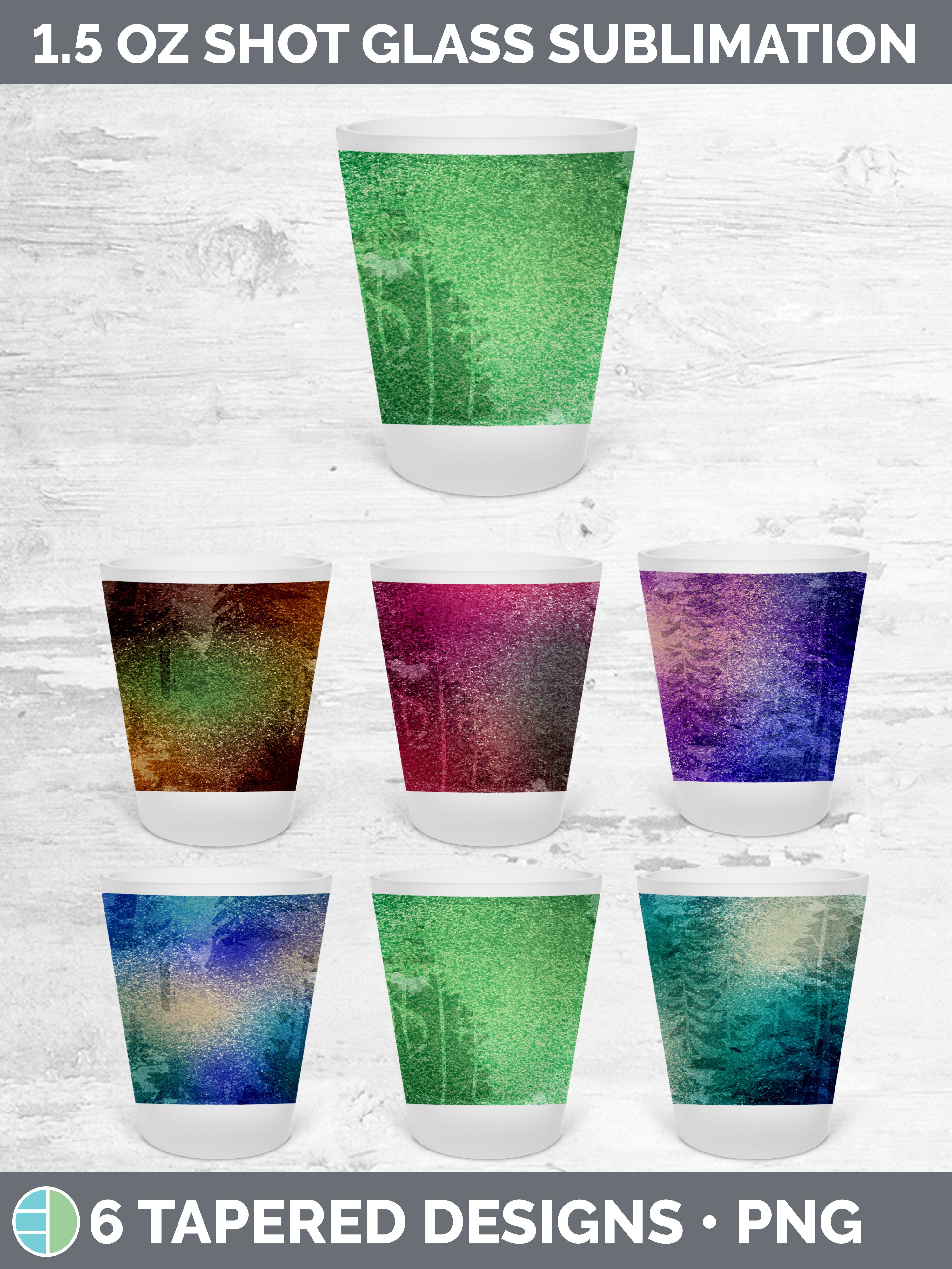 Botanical Shot Glass Sublimation | Tapered Shot Glass 1.5oz